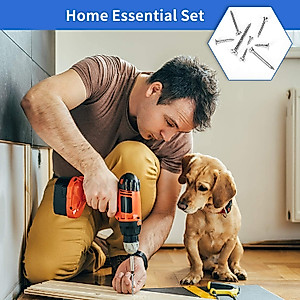 WELLOCKS Wood Screws 290 PCS #6#8#10 Metal Drywall Screws Assortment Upgrade Thicken Box Carbon Steel Flat Head Self Tapping Screw Kit with Handy Storage Box for Homemade Repair Woodwork(D001)