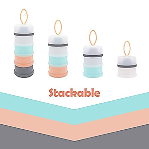 LADISO Baby Formula Dispenser, Formula Container, Portable Milk Powder Container, Non-Spill Stackable Baby Snack Storage Container, Baby Feeding Travel Storage Container, BPA Free, 4 Layers 2 Packs