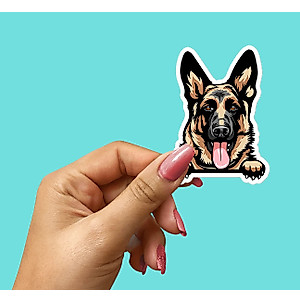 German Shepherd Peeking Paws Sticker (2 Pack) 4” x 3” German Shepherd Vinyl Decals for Cars, Car Windows, Water Bottles, Phones. Gift for German Shepherd Owner, K9
