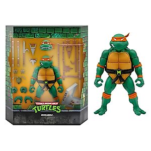 Super7 ULTIMATES! Teenage Mutant Ninja Turtles Michelangelo - 7" TMNT Action Figure with Accessories Classic Cartoon Collectibles and Retro Toys