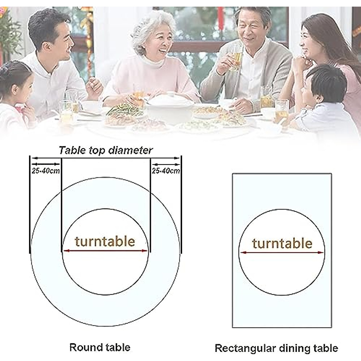 Lazy Susans Turntable Tempered Glass Lazy Susan Turntable Dining Table， Transparent Round Tabletop Rotating Serving Tray With Silent Bearing, Easy To Share Food (Size : 90cm/35.4inch)