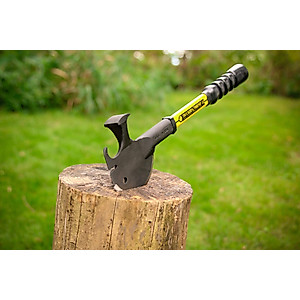 Off Grid Tools Pro Trucker’s Friend – Yellow, Carbon Steel Blade, Shock Absorbing Grip, All-Purpose Multitool, Made in USA, Curved Axe Head, Hammer, Pry Bar, Nail Puller