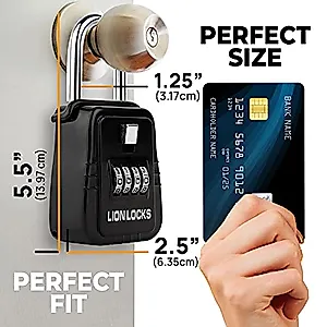 Lion Locks 1500 Key Storage Lockbox, Set-Your-Own Code Lock Portable Key Holder, Rust-Proof, Secure Outdoor Key Safe, Hide-a-Key Safe Box Lock Box, Airbnb, Construction (2-Pack/Black)