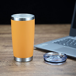 Kmass kmax 4pack 20oz Stainless Steel Vacuum Insulated Travel Cup with Lids and Straws and Cleaning Brush Double Wall Travel mug Coffee Cup Stainless Steel Tumblers for Home, Office (Orange)