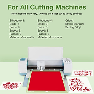 Red Permanent Vinyl Roll - 12" x 50 FT Matte Red Vinyl for Cricut, Silhouette, Cameo Cutters, Adhesive Vinyl Roll for Signs, Scrapbooking