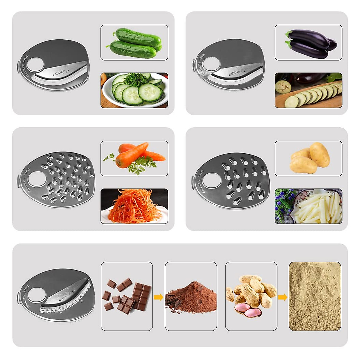 Mokero Automatic Electric Vegetable Grater 5 in 1 Kitchen Electric Slicer Chopper Shredder Safety Lock System Multifunctional Cheese Grater Salad Maker with 5 Cutting Attachments