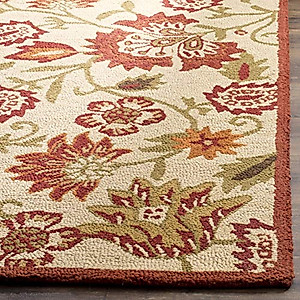 SAFAVIEH Blossom Collection 8' x 10' Beige / Multi BLM862A Handmade Floral Premium Wool Area Rug