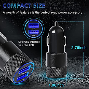 2 Pack Car Charger, 3.4a Fast Charge Dual Port USB Cargador Carro Lighter Adapter for iPhone 14 13 12 11 Pro Max X XR XS 8 Plus 6s, iPad, Samsung Galaxy S22 S21 S10 Plus S7 j7 S10e S9 Note 8, LG