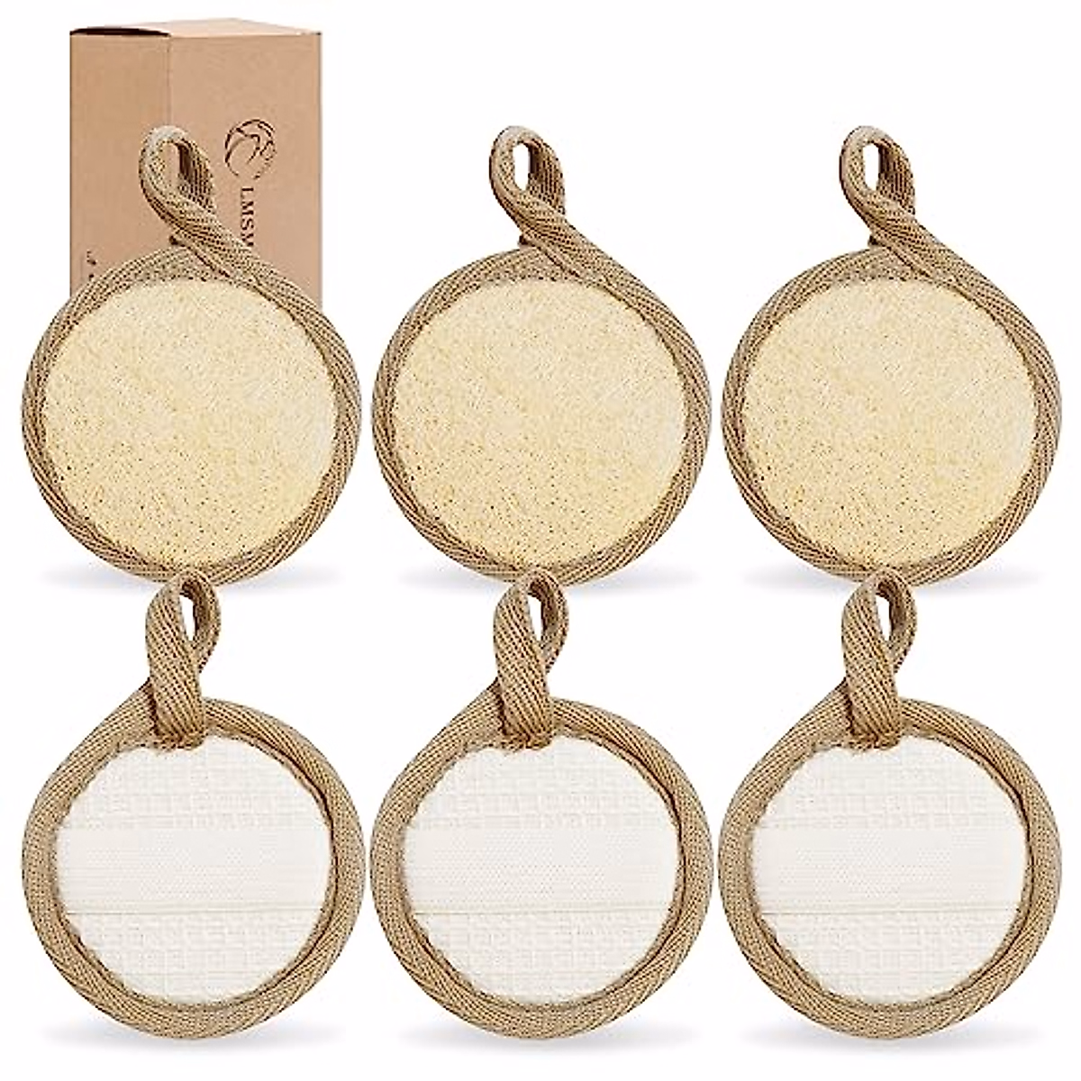 Face Exfoliating Loofah Scrubber Exfoliator Pads - Natural Luffa Facial Sponges Brush for Cleansing Exfoliation, Manual Face Cleanser Pad for Scrub Clean Facial Skin for Men Women Bath Shower, 6 Pack