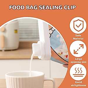 Food Bag Sealing Clip with Pour Spout, 2025 New Bag Clips with Pour Spout Seal and Pour Bag Clip, Upgrade Plastic Cap Sealer Clips Food Storage Organizer for Home Kitchen (A1#Small, 2PCS)