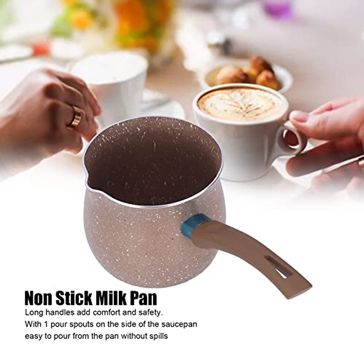 Aluminium Alloy Non Stick Milk Pan Mini Coffee Pot Saucepan Butter Warmer Melting Pot Lightweight Kitchen Cooking Pot(Coffee)