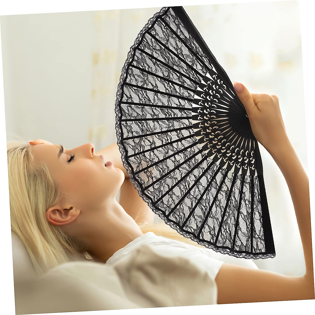 Dance Fans Hand Fan Foldable Sequin Folding Fans Silk Fans Chinese Folding Fan Tassel Fan Spanish Hand Fans Retro Folding Floral Hand Fans Lace Victoria Miss