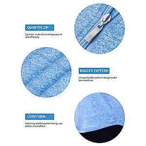 Tanst Sky Gym Workout Shirts for Women, Ladies Summer Tank Top Women's Collared Slim Fit Quarter Zip Sleeveless Athletic Clothes Golf Tennis Pickleball Fitness Yoga Exercise Apparel Blue Medium