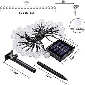 Attimit Solar String Lights Outdoor 50 Led 24 Feet Crystal Globe Lights with 8 Lighting Modes, Waterproof Solar Powered Patio Lights for Garden Yard Porch Wedding Party Decor (Blue)