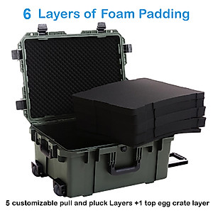 Regetek 27 Inch Waterproof Hard Case with Wheels,Customizable Foam,Rolling Hard Case for cameras,lenses, Camcorder,Drone,Instrument,equipment, tool, IP67,Shockproof,Gear Roller Case 27"x 20"x 13"