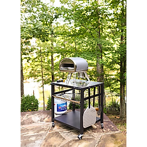 NUUK Double-Shelf Rolling Outdoor Pizza Oven Table, 24" x 30" Stainless Steel Commercial Multifunctional Food Prep Worktable with Drawer on Wheels
