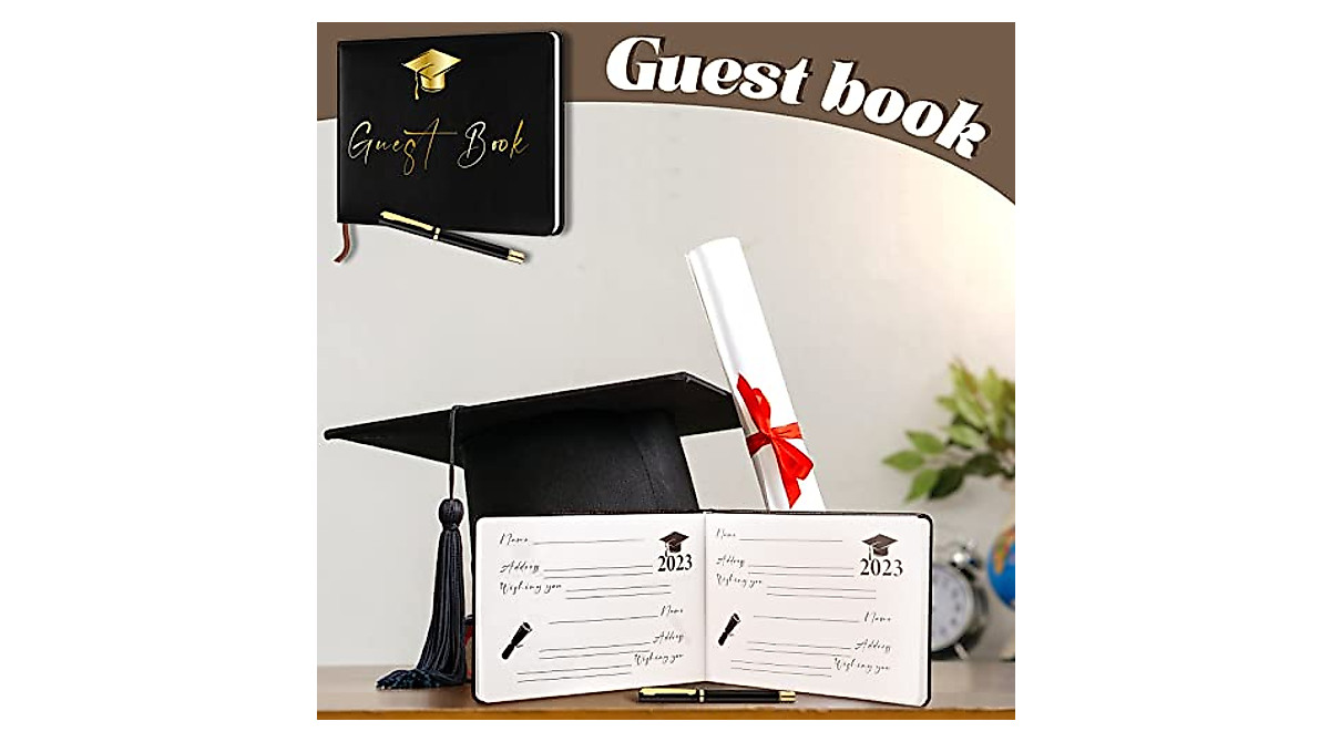 Leather Graduation Guest Book with Pen | Ideal for 2023 Grad Parties