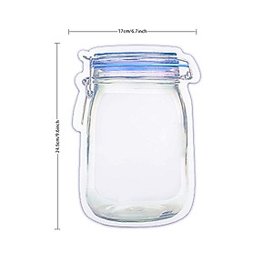 30Pcs Mason Jar Zipper Bags-Size：15 * 9.5cm- Reusable Airtight Seal Food Storage Bags for Kitchen,Camping,Travel By Amber&Sean(Large)