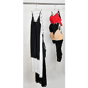 Home-X Space-Saving Bra Hanger Organizer for Closet, Polished Chrome Hanging Bra or Camisole Storage Rack, Storage Solutions for Small Spaces, Set of 2, 20 ½” L x 12" W