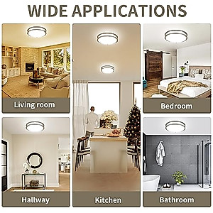 13Inch 36W Ceiling Light Fixtures 2 Packs, 5CCT LED Flush Mount Ceiling Mount Lights 2700K 3000K 4000K 5000K 6500K, Dimmable Close to Ceiling Lighting for Bathroom Kitchen Stairwell Bedroom, Nickel