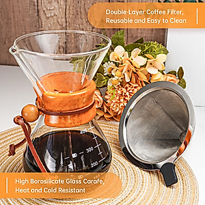 Pour Over Coffee Kit Chemex Coffee Maker Set, All in One Hand Drip Coffee Set, Coffee Grinder Manual Set, Ideal for Anniversary Birthday Gift