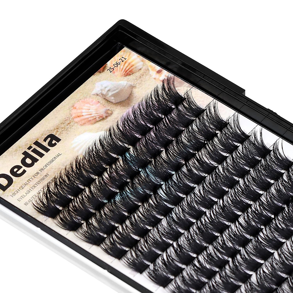 Dedila 120 Clusters Individual False Eyelashes Wide Stem D Curl Handmade Dramatic Black Soft and Light 5D Volume Eye Lashes Extensions Thick Base Women Girls Beauty Tools (14mm)