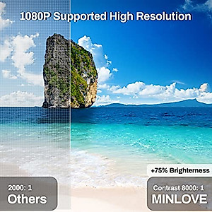 MINLOVE Mini Projector DVD Player Built-in,1080P and 250" Supported Bluetooh Projector, Portable Outdoor Home Movie LED Video Projectors 8000l for Phone Compatible with TV Stick/HDMI/USB/VGA/AV/TF