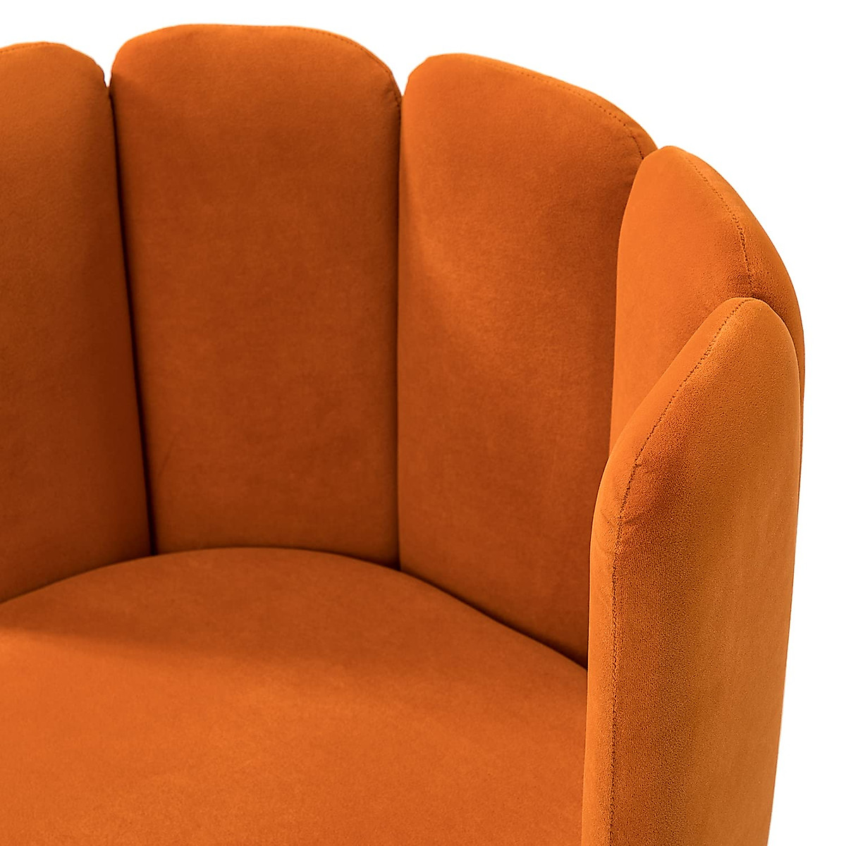 HULALA HOME Velvet Accent Chairs Modern Vanity Chairs for Makeup Room, Comfy Upholstered Dining Chairs for Living Room with Shell Back and Golden Metal Legs/Orange