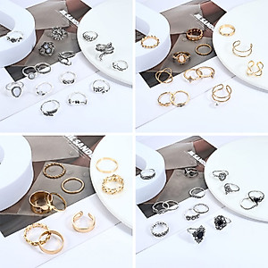 Kakonia 86Pcs Knuckle Rings Set for Women Vintage Boho Aesthetic Rings Pack Stackable Midi Joint Finger Rings