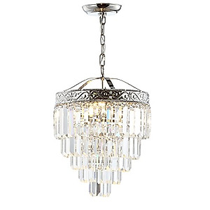 JONATHAN Y JYL9006A Wyatt 12" 2-Light Crystal LED Chandelier Contemporary,Classic,Traditional Dimmable, Adjustable, for Foyer, Closet, Dining Room,, PolishedNickel/Clear