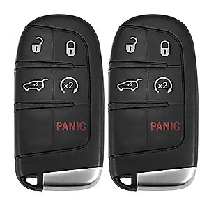 X AUTOHAUX 2pcs 433MHz M3N40821302 Replacement Keyless Entry Remote Car Key Fob for Jeep Grand Cherokee 2014-2020 5 Buttons with Door Key 46 Chip