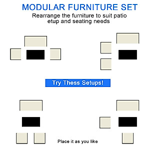 4 Pieces Outdoor Patio Furniture Sets, Wicker Chair Conversation with Cushion, Outdoor Indoor Use with Coffee Table for Backyard Porch Garden Poolside Balcony (Black)