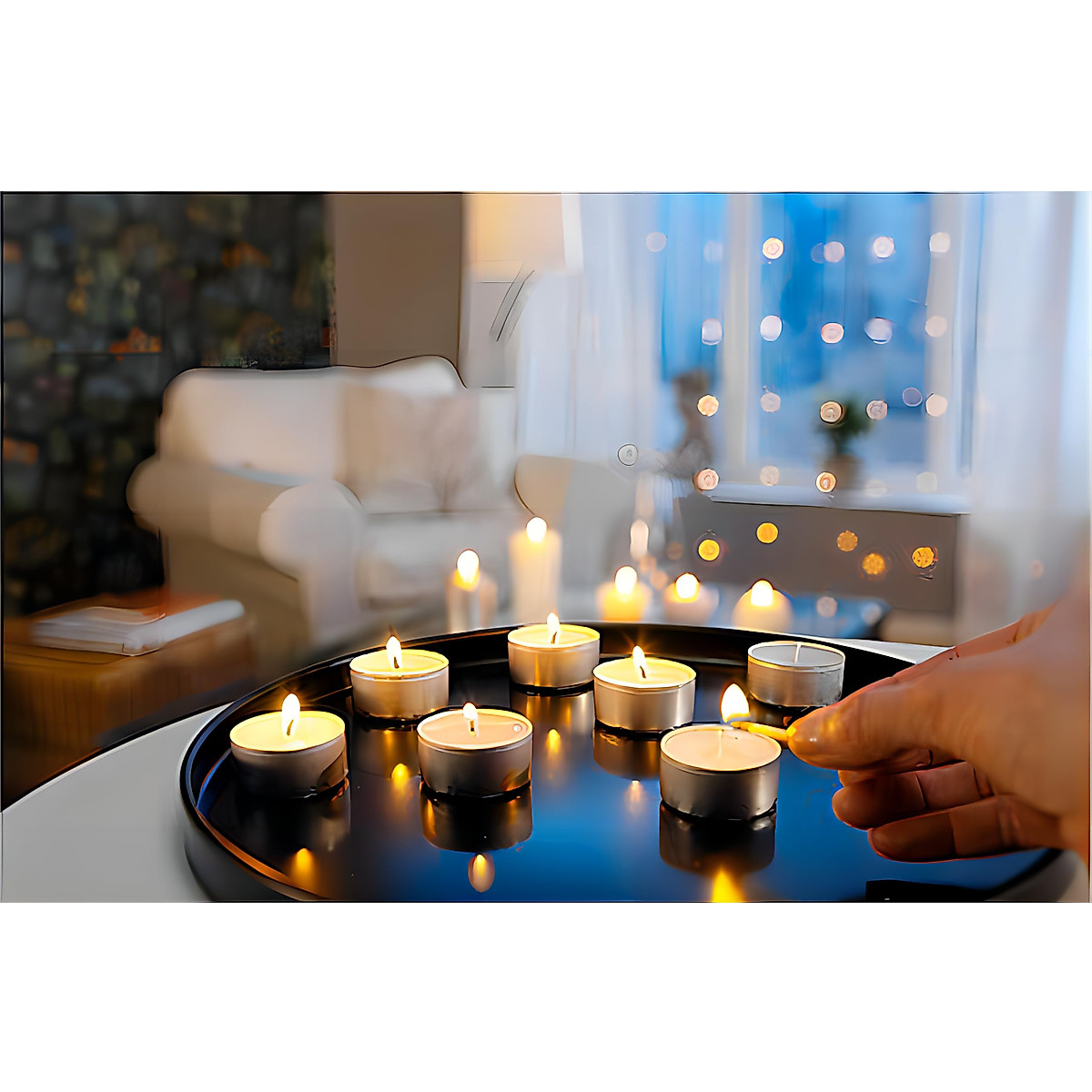 50 Packs Tea Light Candles, 4.5 Hours Burning Time, Unscented & Smokeless Mini Votive Candles, Soft Light Tealight, Small Tea Candle for SPA Relax Romantic Decor, White