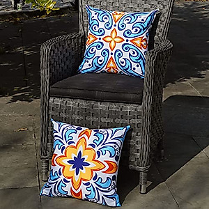 ONWAY Outdoor Pillow Covers Waterproof 16x16 Set of 4 Floral Boho Decorative Throw Cushion Cover Farmhouse Pillows for Bench Couch Patio Furniture