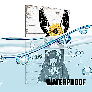 Funny Donkey Sunflower Bathroom Metal Tin Sign Wall Decor Farmhouse Bathroom Sign for Toilet Restroom Washroom Decor Gifts