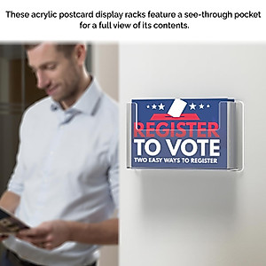 Marketing Holders 24 Pack Postcard Holder Slot Literature Wall Mount Clear Acrylic Holds 6" x 4" Single Pocket Display System Small Catalog Organizer Take One Hand Out