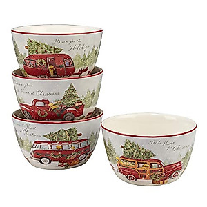 Certified International 22782SET4 Home for Christmas 5.5" Ice Cream Bowl, Set of 4 Assorted Designs, One Size, Mulicolored