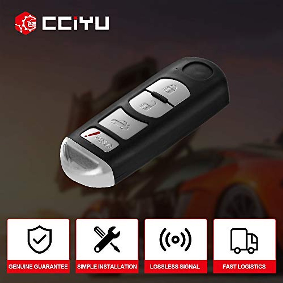 cciyu X 2 Flip Key Fob (SHELL CASE) 4 buttons Replacement for 13 14 15 16 17 for Mazda 3 6 Series with FCC SKE13D