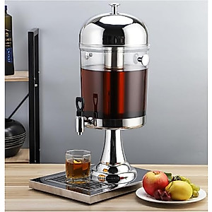Dual Beverage Dispenser, Stainless Steel Single Beverage Dispenser with Centre Ice Core and Drip Tray, PC Beverage Dispenser for Cold Drinks Parties Buffet Catering(8L)