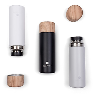 HASTINGS COLLECTIVE FIKA Slim Coffee Travel Mug Tumbler - Stainless Steel Vacuum Insulated Thermos Cup with Spill Proof Lid, 17oz (500ml) (Gray)