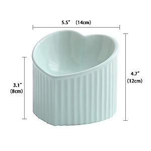 Green Ceramic Raised Cat Bowls, Tilted Elevated Food or Water Bowls, Stress Free, Backflow Prevention, Dishwasher and Microwave Safe, Lead & Cadmium Free