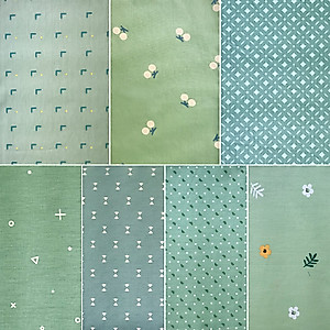 Misscrafts 7pcs Quilting Fabric 18" x 22" 100% Cotton Craft Fabric Bundle Squares Fat Quarters Multicolored for Patchwork DIY Sewing Scrapbooking (Cyan)