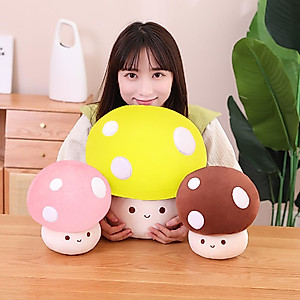 MIAOHAHA Kawaii Plush Mushroom Toy Pillow, Cute Plushies Mushroom Doll Gift for Kids(Pink,23cm/9in)