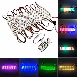 YUNBO 20Pcs WS2811 RGB LED Module Lights DC 12V SMD 5050 Addressable Dream Color RGB LED Module Waterproof IP65 LED Storefront Lights with Tape Adhesive Backside（with Controller and Remote Control）