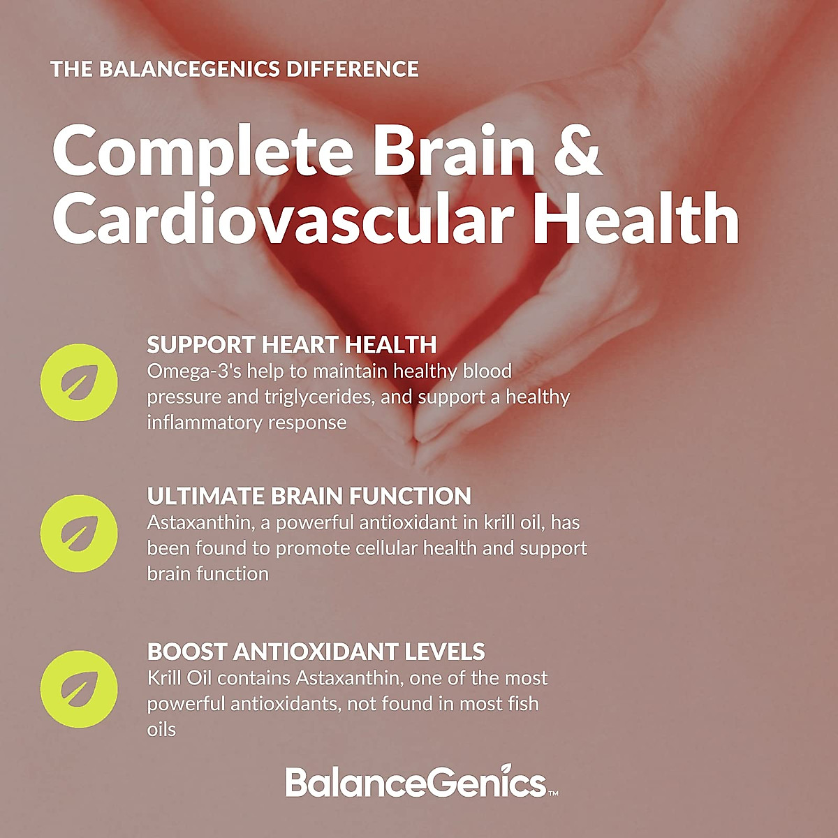 BalanceGenics Krill Oil (1000mg) | Omega-3 EPA, DHA, Contains Naturally Occurring Astaxanthin Antioxidant, Promotes Optimal Brain Function, 60 Softgels