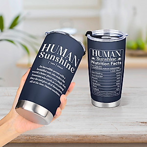 Shqiueos Coworker Christmas Gifts Human Sunshine Tumbler Cup 20 Oz, Thank You Gifts for Women Men, Appreciation Gifts for Teacher Doctor Nurses Employee Principal Boss Retirement Birthday Gifts