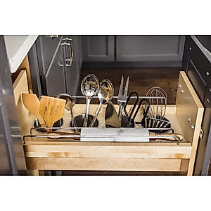 Hardware Resources 5.5" Base Cabinet Soft-Close Pullout Utensil Organizer with Patented No Wiggle Technology to Eliminate Rocking, Pre-Assembled with Steel Bins for 9" Base Cabinets