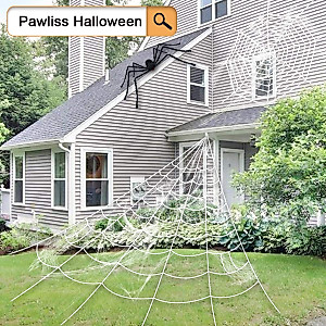 Pawliss Halloween Decorations Indoor, 48inch Scary Giant Halloween Yellow Spider Fake Large Spider Hairy Props Realistic for Halloween Party Decor,Yard Decor,Outdoor,Indoor
