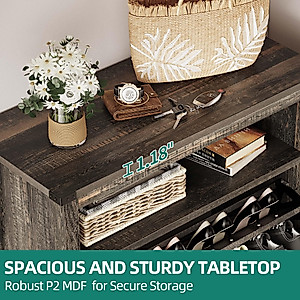 YITAHOME Shoe Cabinet with 2 Flip Drawers, Entryway Shoe Storage Cabinet with Open Shelves and Led Light, Free Standing Hidden Shoe Rack Organizer for Entryway/Hallway/Closet, Dark Rustic Oak