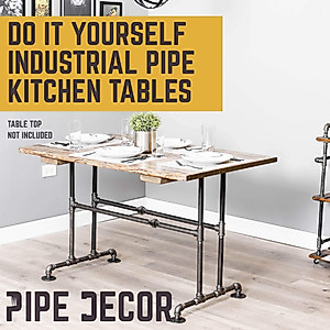 Pipe DÉCOR Industrial Table Rustic Pipe Kitchen Metal Frame 3/4 Inch Pipe Base 30" Height Sturdy Simple Table Base for Home Office, Basement, Study, Bridge Design